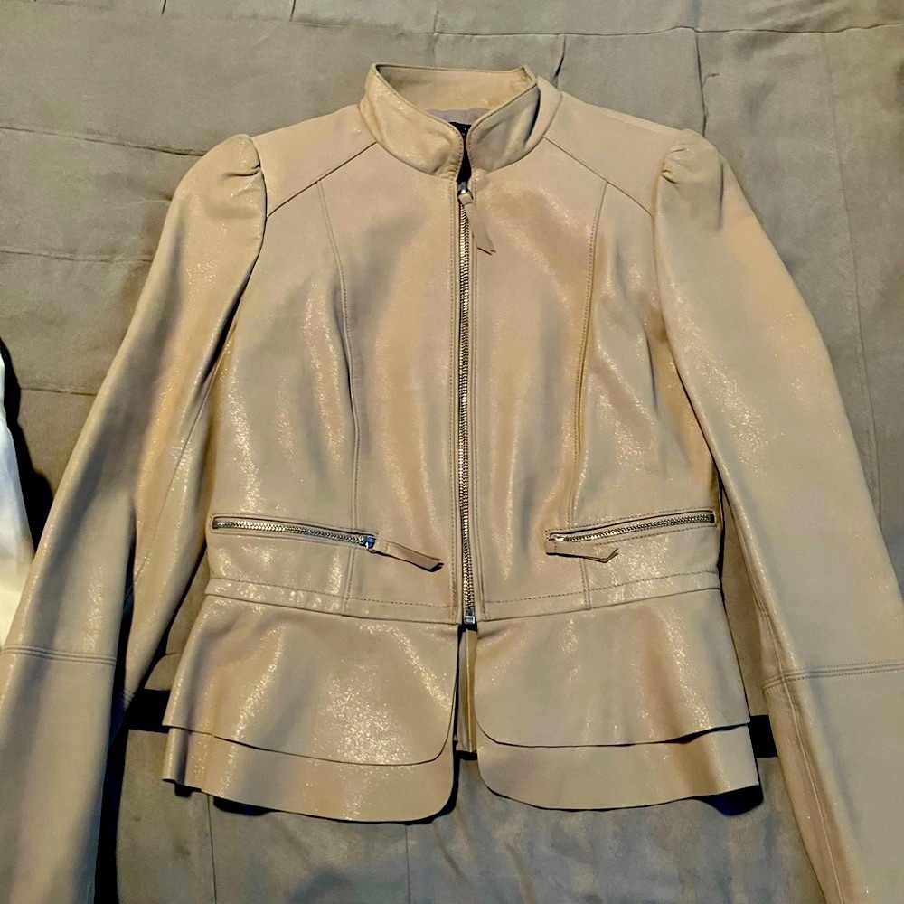Light Tan Leather Jacket From Whbm - Gem